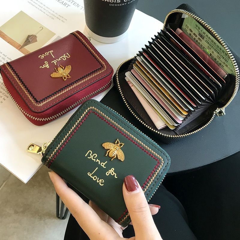 Bee Card Holder Anti-Degaussing Women's Expanding Card Holder Zipper ...