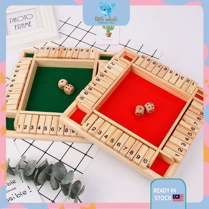 🐳Permainan Dadu Kreatif Baharu Shut The Box Large Wooden Smart dice ...
