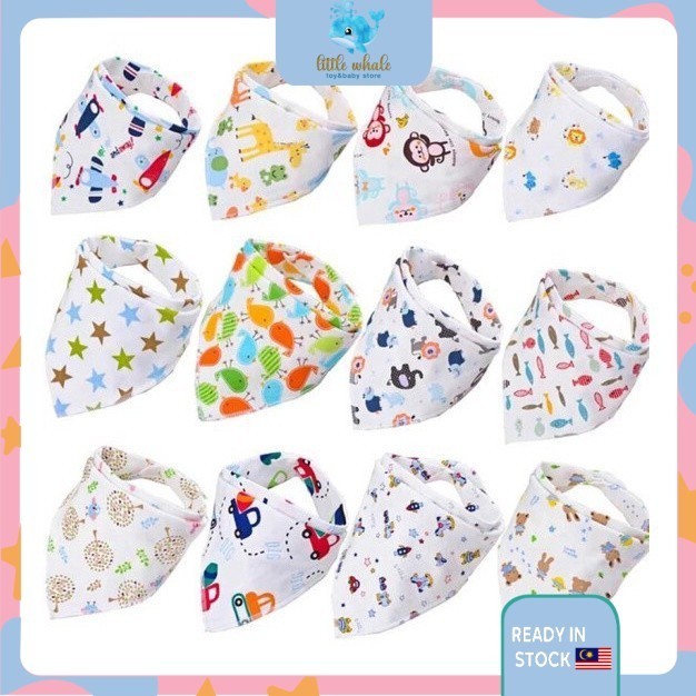 🐳Baby Cotton Triangle Bandana Drool Bib with Button Toddler Cute Bibs ...