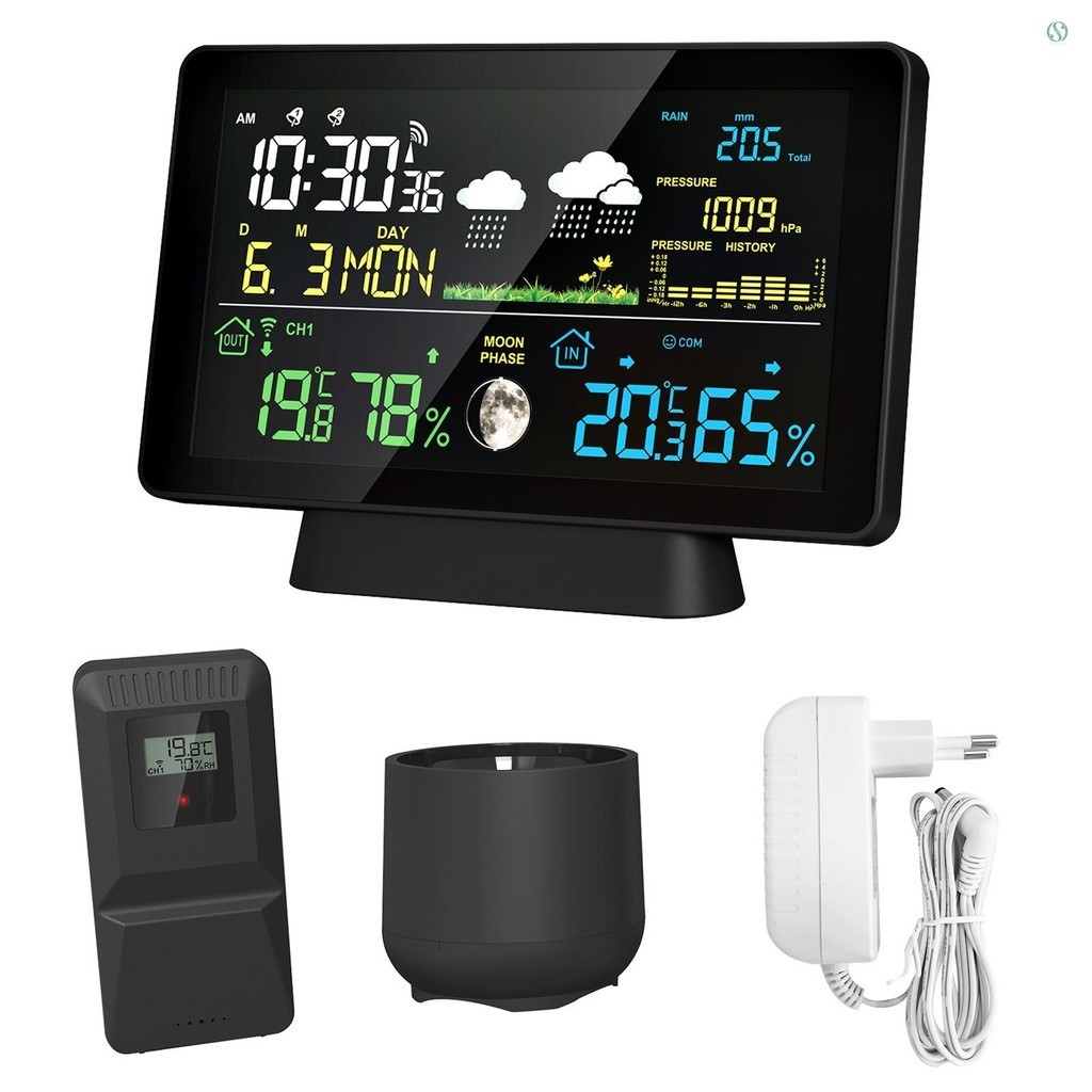 7.5-Inch Color Screen Weather Station Rain Gauge Indoor And Outdoor ...