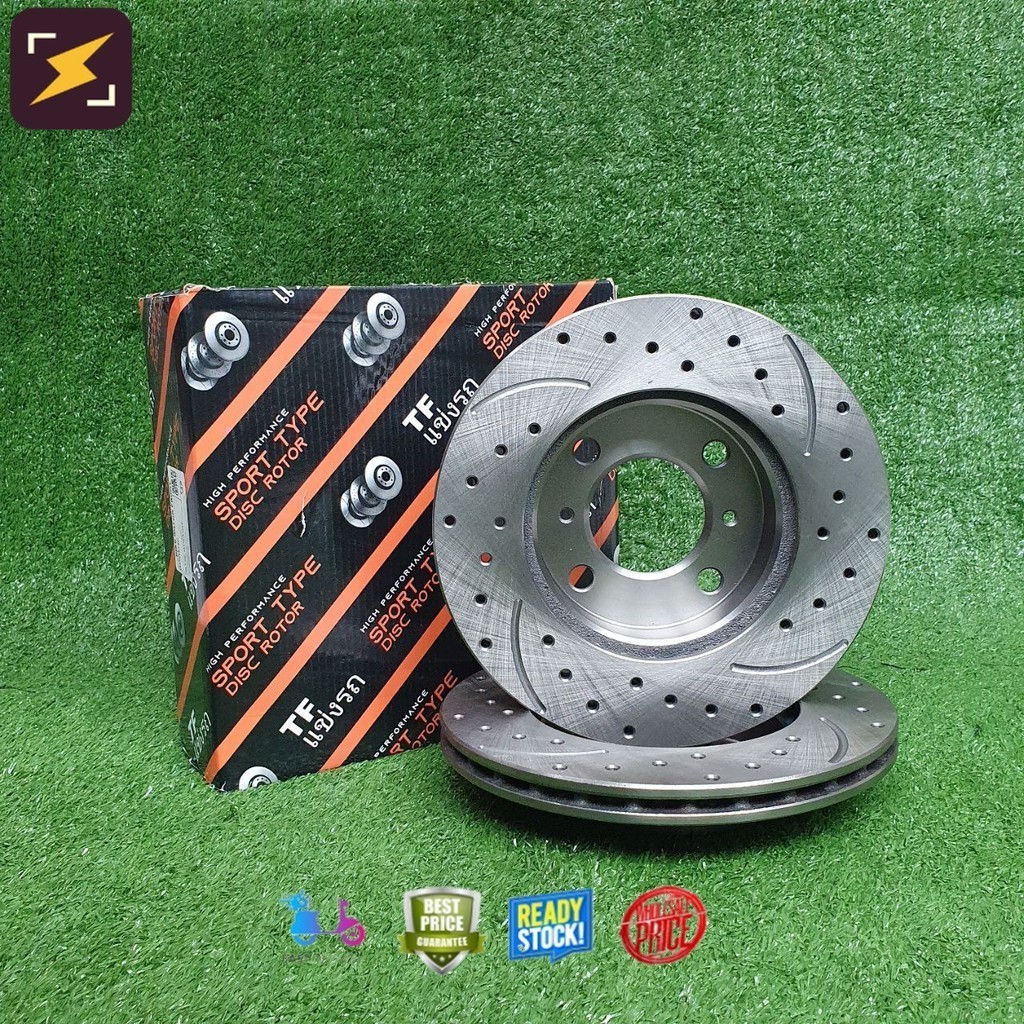ORIGINAL TF SLOTTED & DRILLED DISC ROTOR (FRT) FOR PROTON WIRA & SATRIA ...