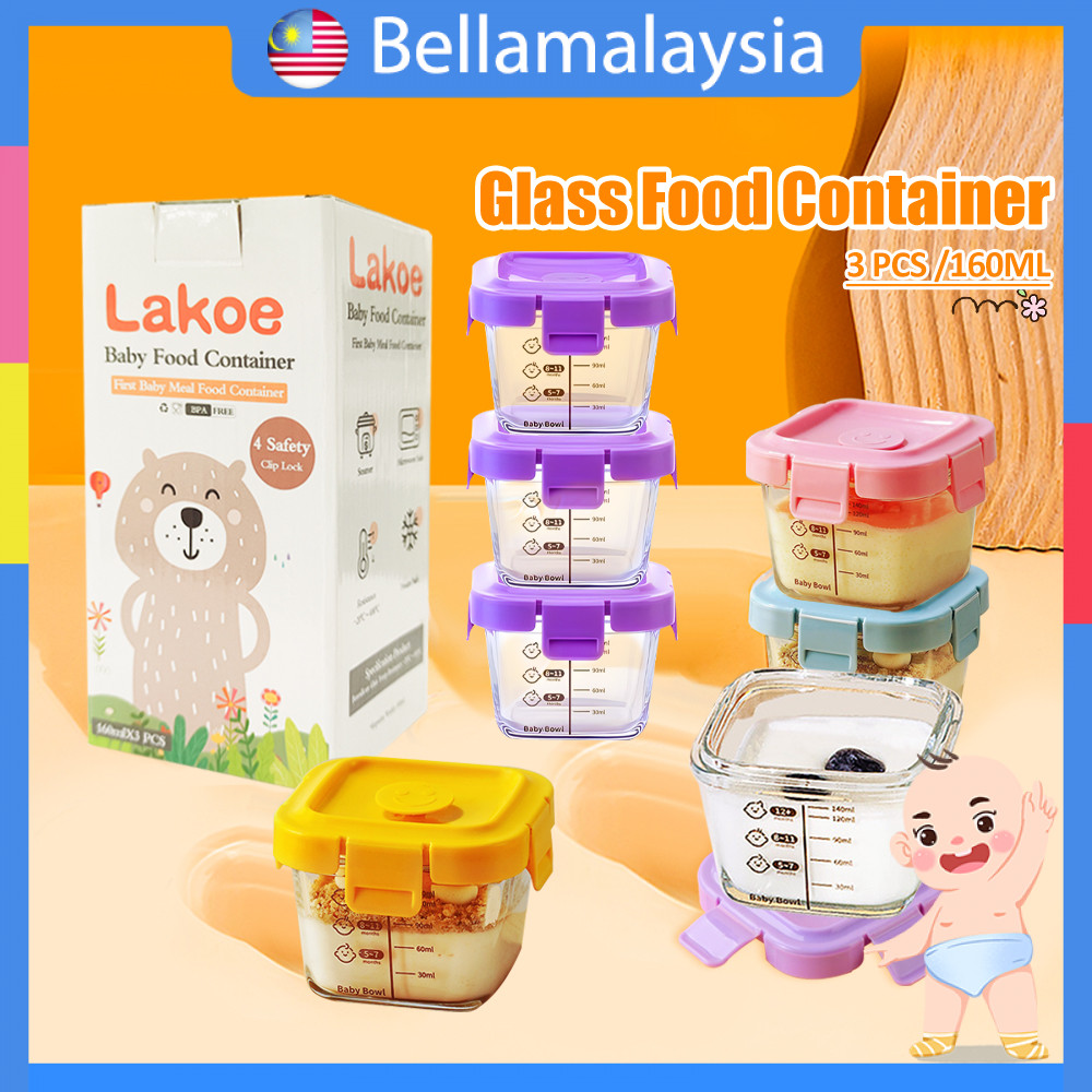 Bella 3pcs/set Food Supplement Glass Food Container Storage Box ...