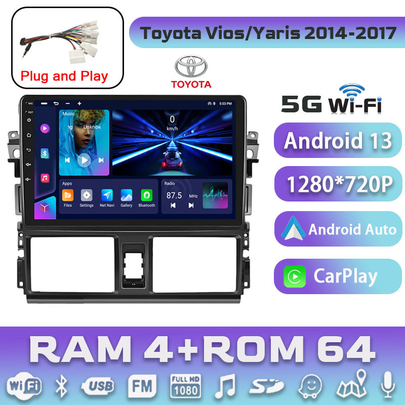 10inch 4G+64G Plug and Play Android Player Car Radio for Toyota VIOS ...