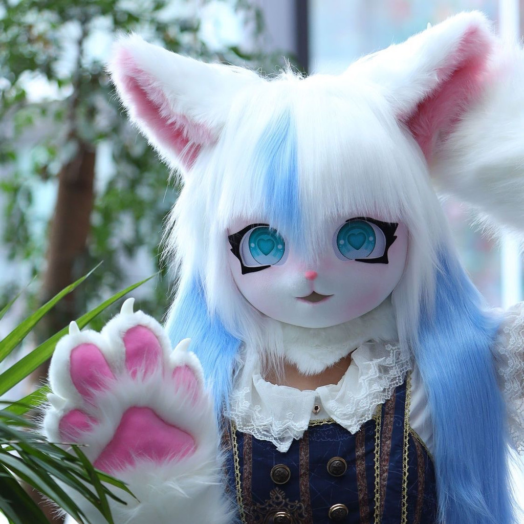 Kigurumi Fursuit Lolita Head Cover Plush Beast Cosplay Mask with ...