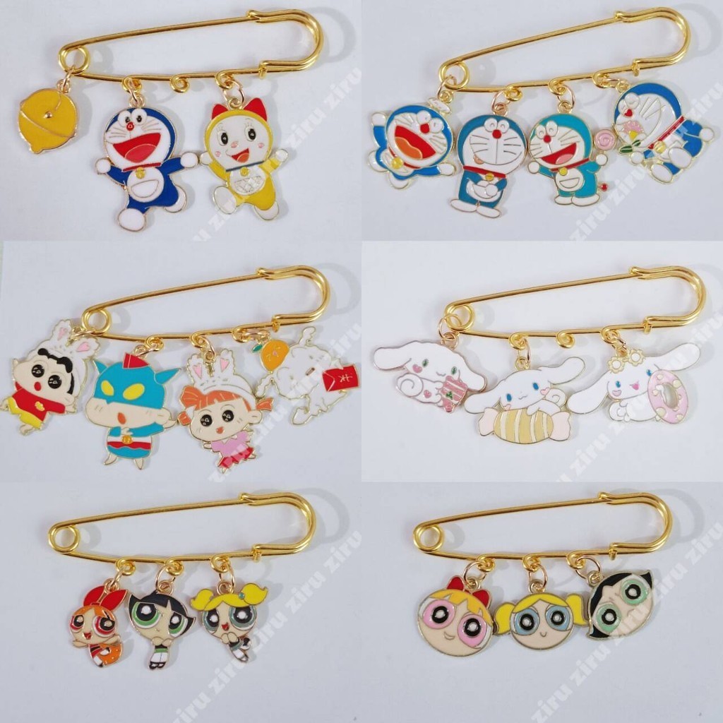 Anime Doraemon Enamel Pins Powerpuff Girls Brooches Collection Crayon ...