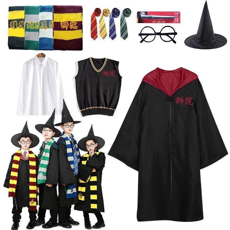 Harry Potter Costume Magic Robe College cos Costume Halloween Cloak ...