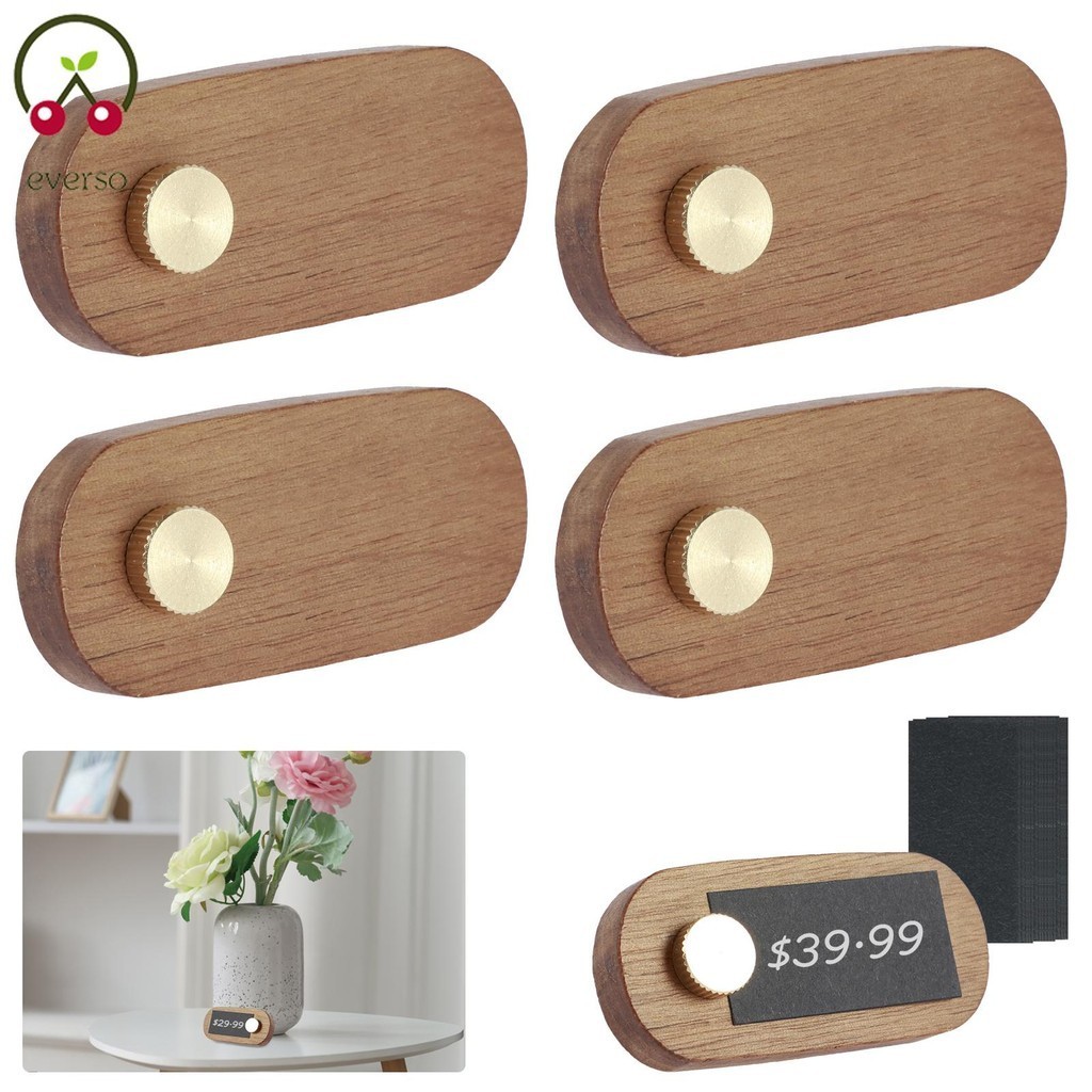 4Pcs Wood Retail Display Price Tag Stands 6.5 x 3 cm Wood Price Tag ...