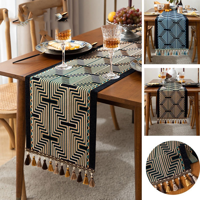 Luxry Retro Jacquard Luxury Table Runner Cloth Modern Center Table Mat ...