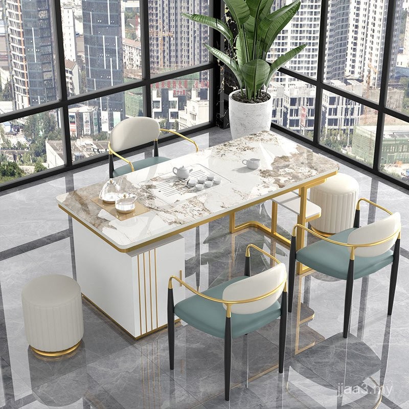 Simple Modern Tea Table Chair Combination Light Luxury Slate Tea Table ...
