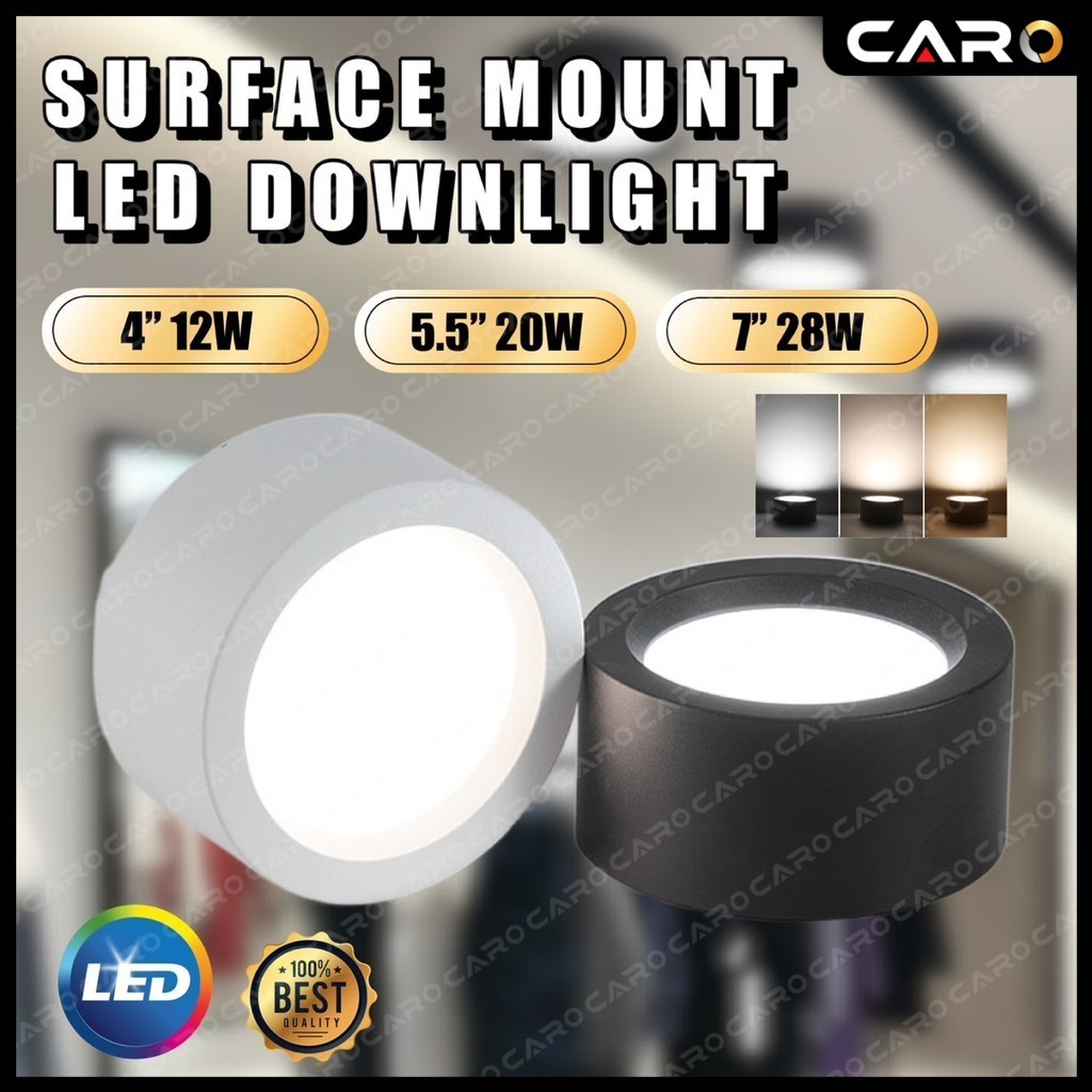 12W/20W/28W 4″/5.5″/7″ BLACK/WHITE LED SURFACE DOWNLIGHT LAMPU LED ...