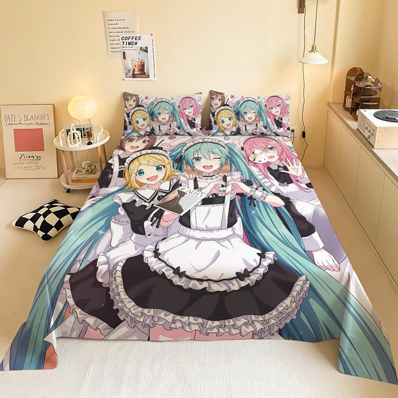Hatsune Miku Cartoon Anime Hatsune Miku Bed Sheet Dormitory Bedroom ...