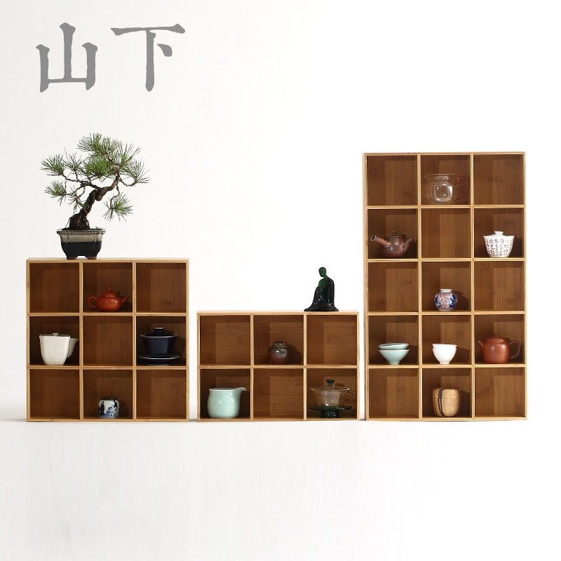 Bamboo Multi-Grid Rack Tea Cup Teapot Storage Rack Tea Set Display Rack ...