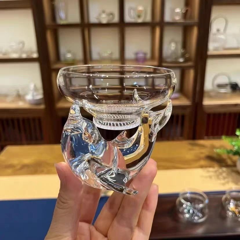 Dolphin Glass Tea Filter Glass Net Zen Tea Bamboo Hat Big Fish Tea Pet ...