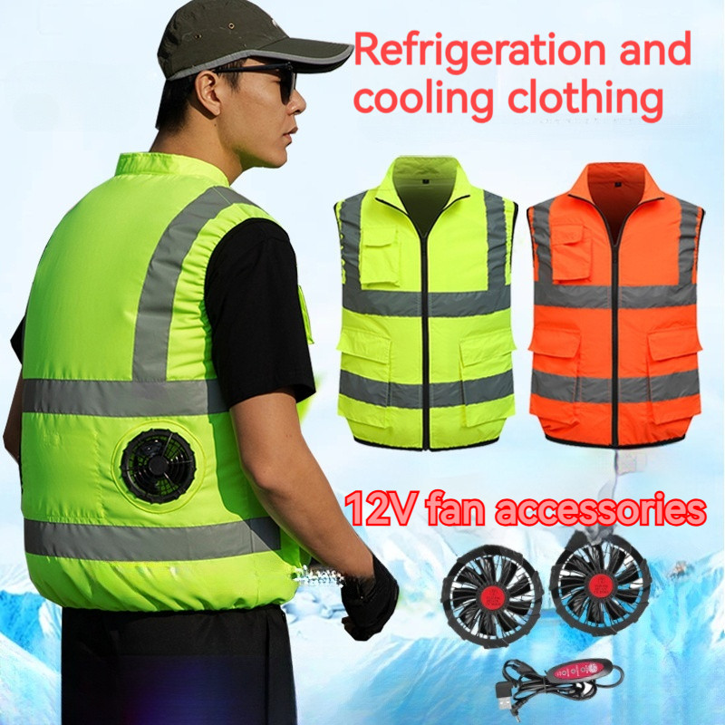 Summer Air Conditioning Clothing Cooling Reflective Striped Vest ...