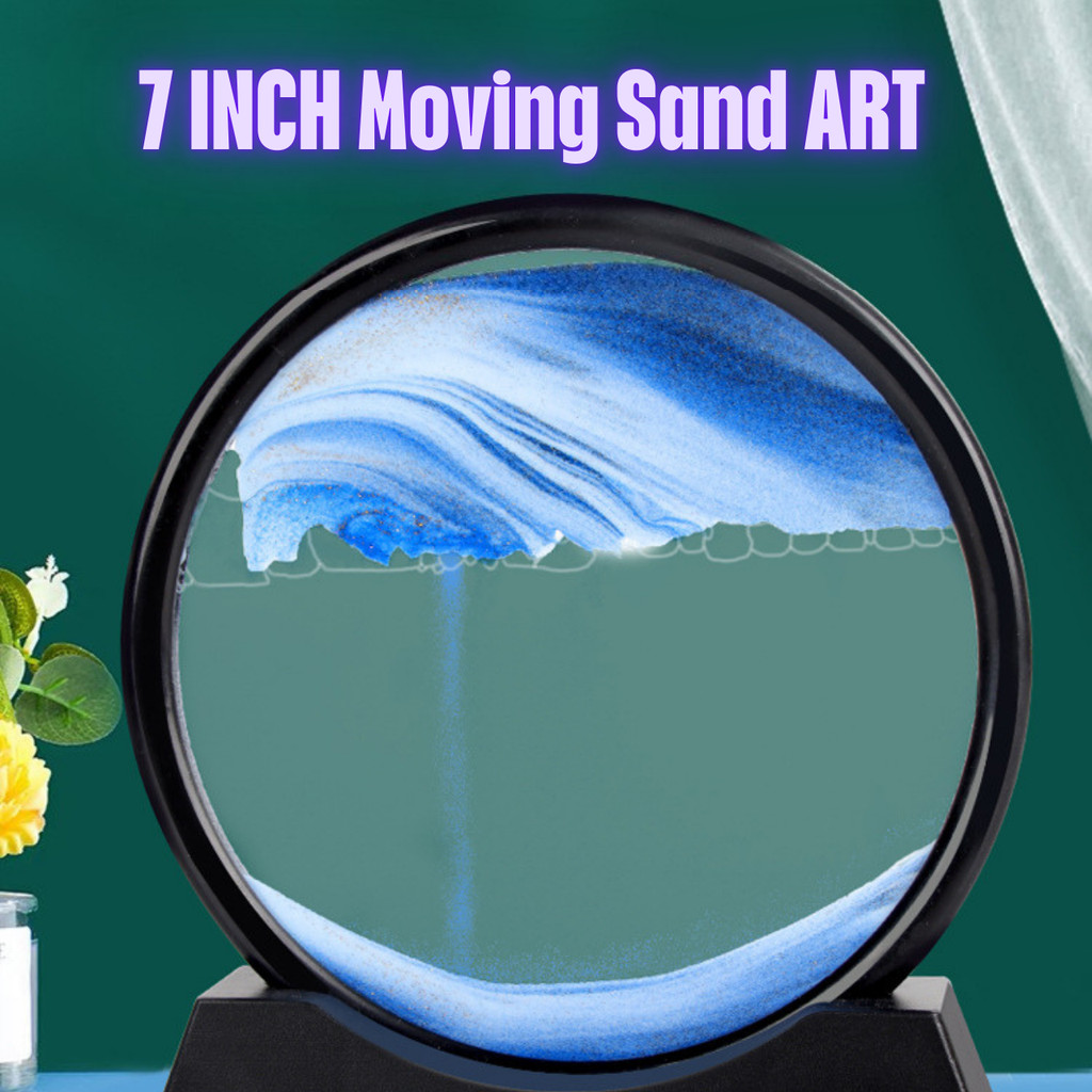 Hiasan Seni Pasir 3D Mengalir Moving Sand Art Picture Round Glass Deep ...