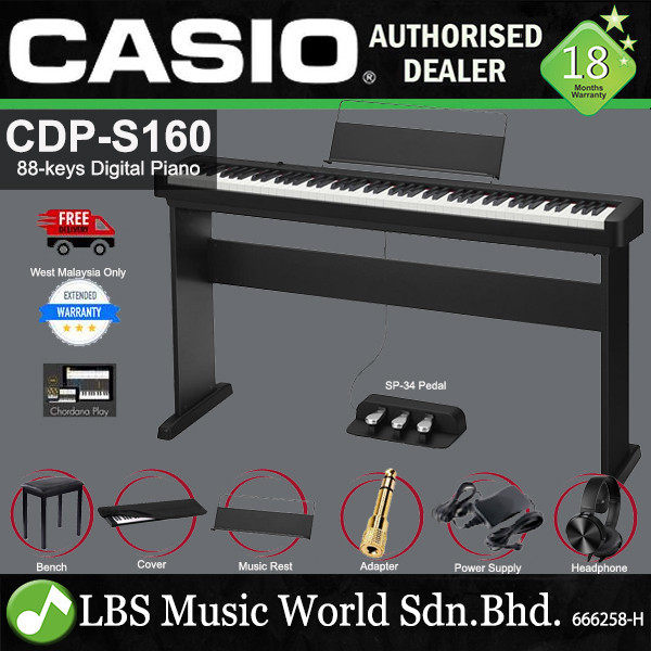 Casio CDP-S160 88 Keys Digital Piano with CS-46P Stand with SP-34 Pedal (CDPS160 CDP S160 ...