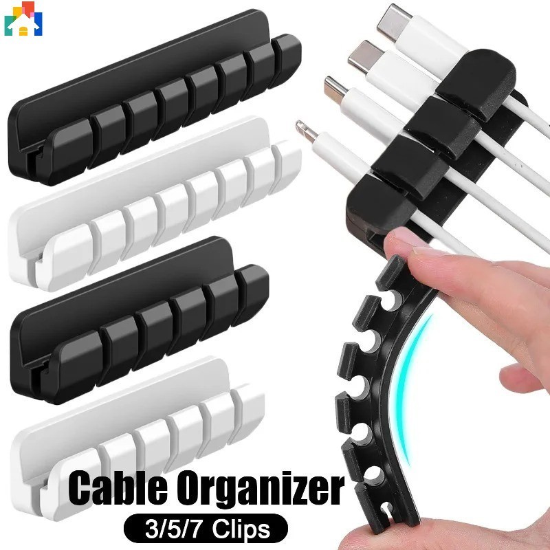 Featured Desktop Multi-holes Silicone Data Cable Management Organize ...