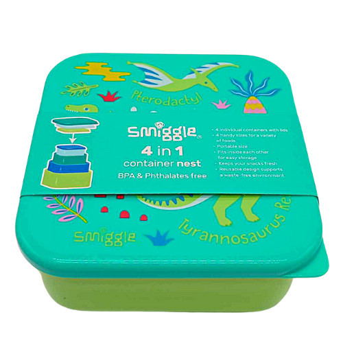Smiggle Authentic Happy 4 in 1 Nested Lunchbox Container Snack Box set ...
