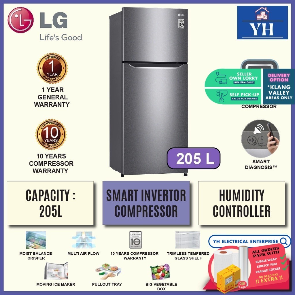 LG 205L Top Freezer with Multi Air Flow & Smart Inverter Compressor 2 ...