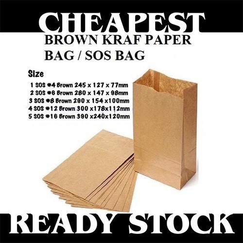 Paper Bag / Brown Paper Bag Gitf Bag [50/100pcs± ] Food Grade - SOS 4 ...