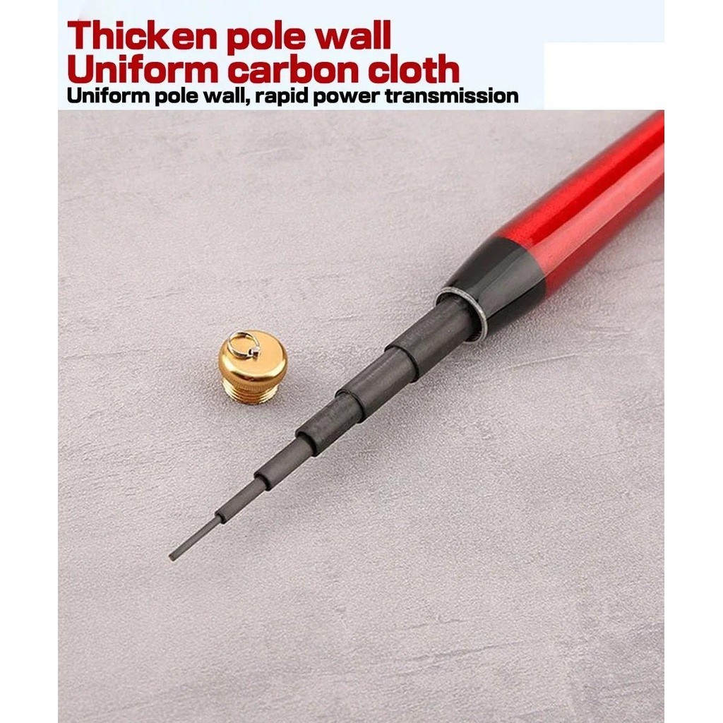 Super Hard Telescopic Fishing Rod Ultralight Carbon Fiber Red Handle ...