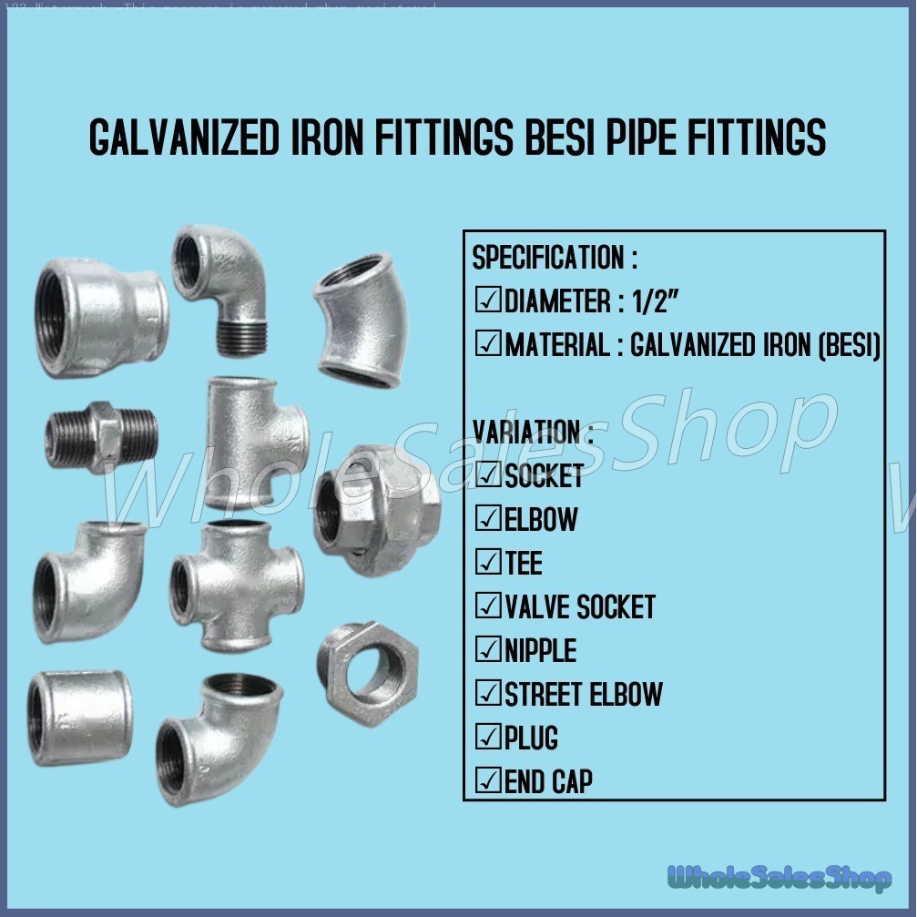 🔥READY STOCK🔥 1/2",3/4" GI GALVANIZED IRON FITTINGS BESI PIPE FITTINGS ...