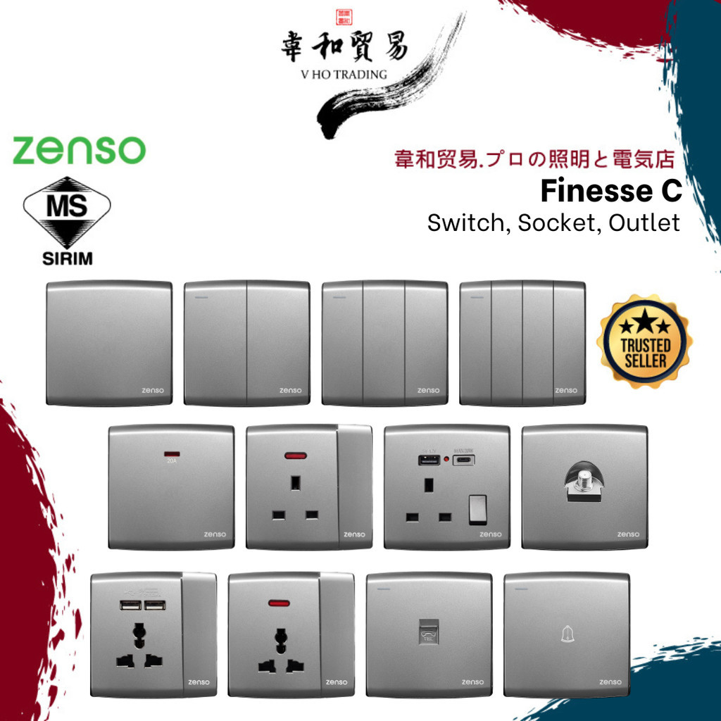 [VHO] [Sirim] Zenso Finesse C (Grey) Switch Switches Socket Outlet ...