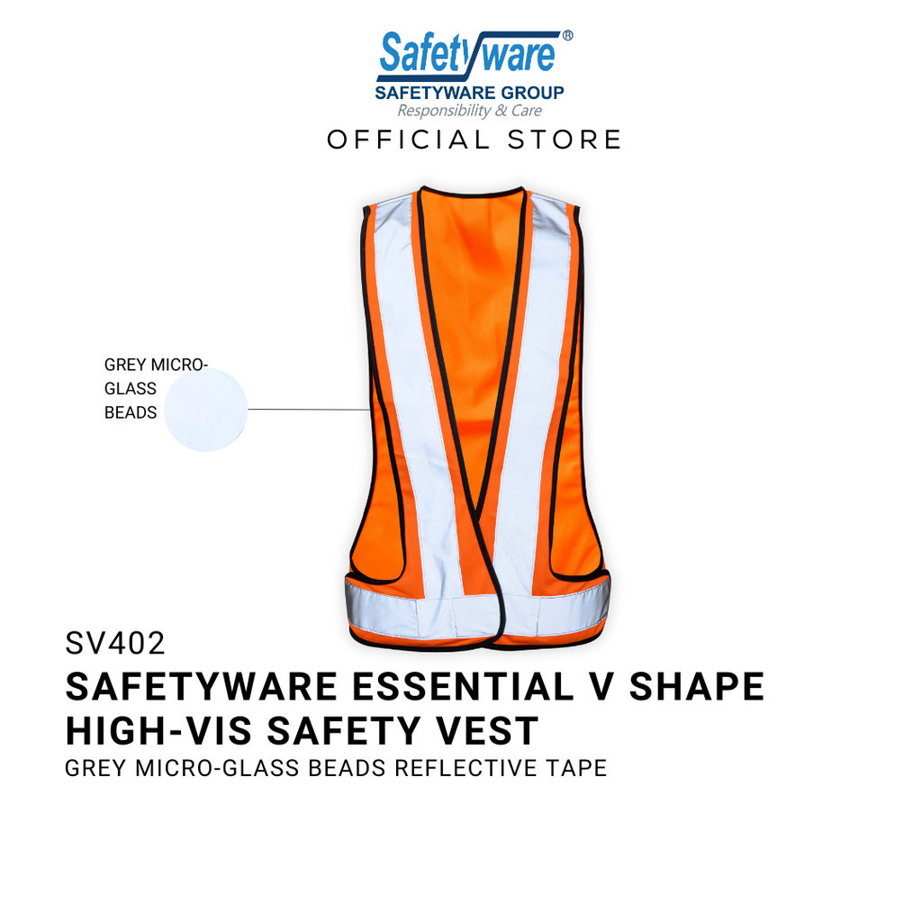 SAFETYWARE Essential V Shape High-Vis Safety Vest | Jaket Keselamatan ...