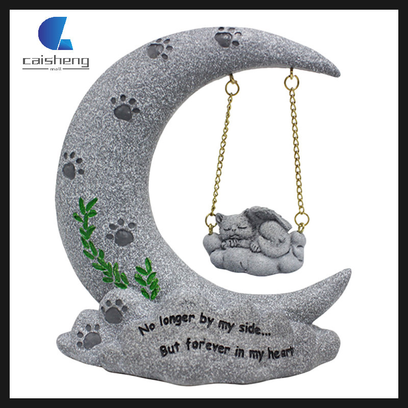 Moon Shape Cat Memorial Stone Pet Memorial Stones Cat Moon Shaped ...