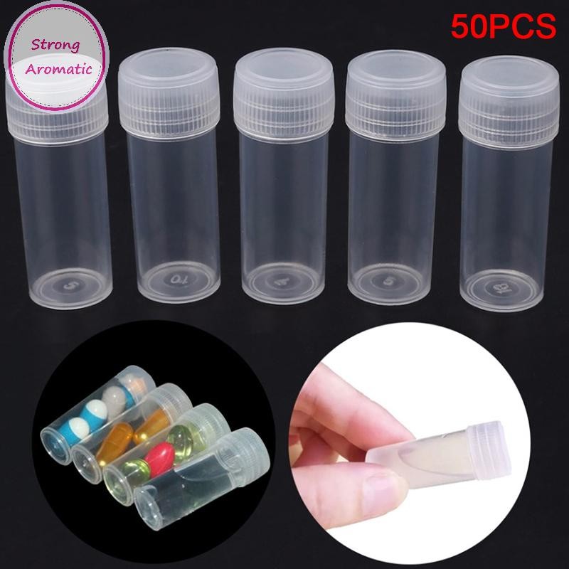 STRO 50Pcs Plastic Bottle Sample Jar 5g Small Barrel Vials Capsule ...
