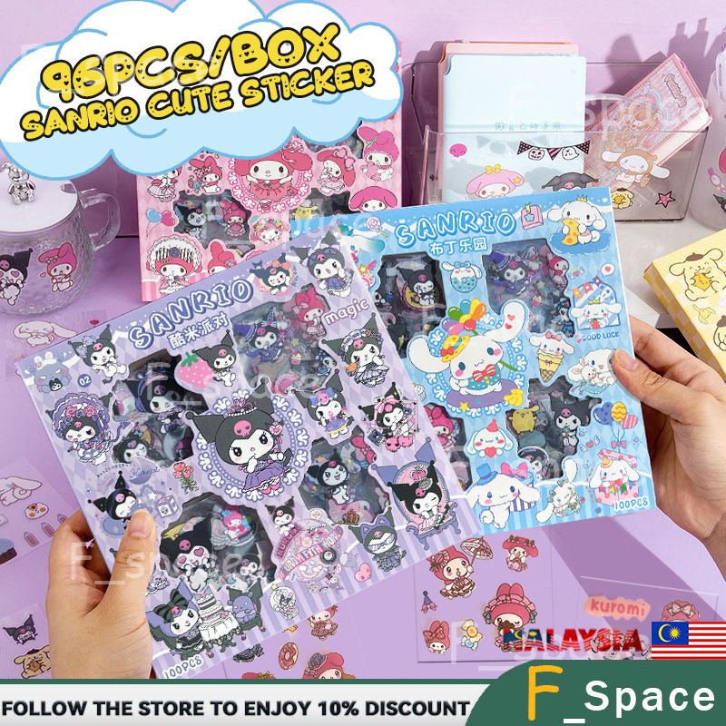 Sanrio Sticker 100Pcs Kuromi Labubu Cute Set DIY Gift Box Cinnamoroll ...