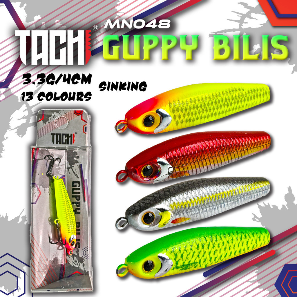 TACHI Guppy Bilis Sinking Minnow 4cm/3.3g Gewang Killer Fishing Lure ...