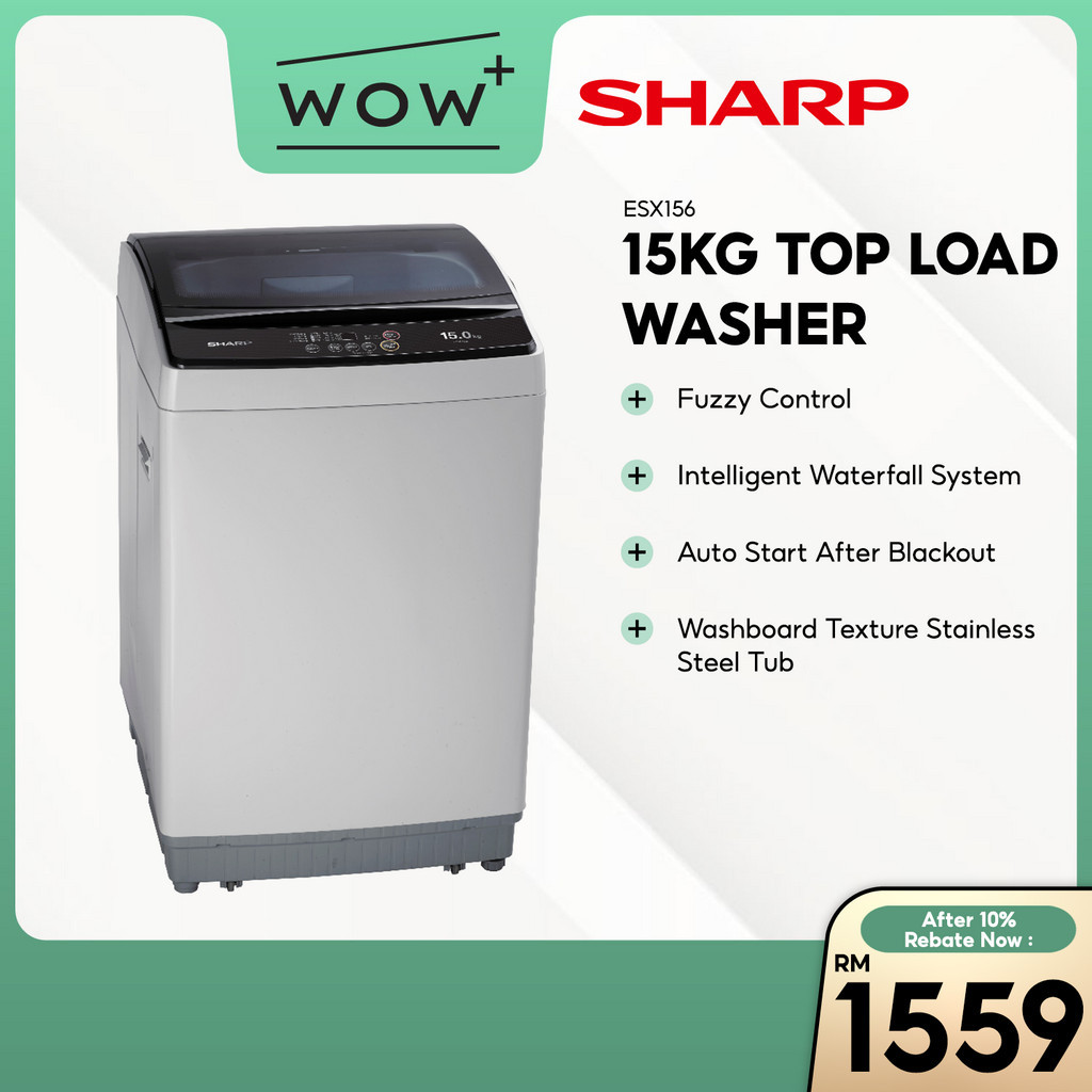 Sharp ESX156 Washing Machine - 15kg, Featuring Intelligent Waterfall ...