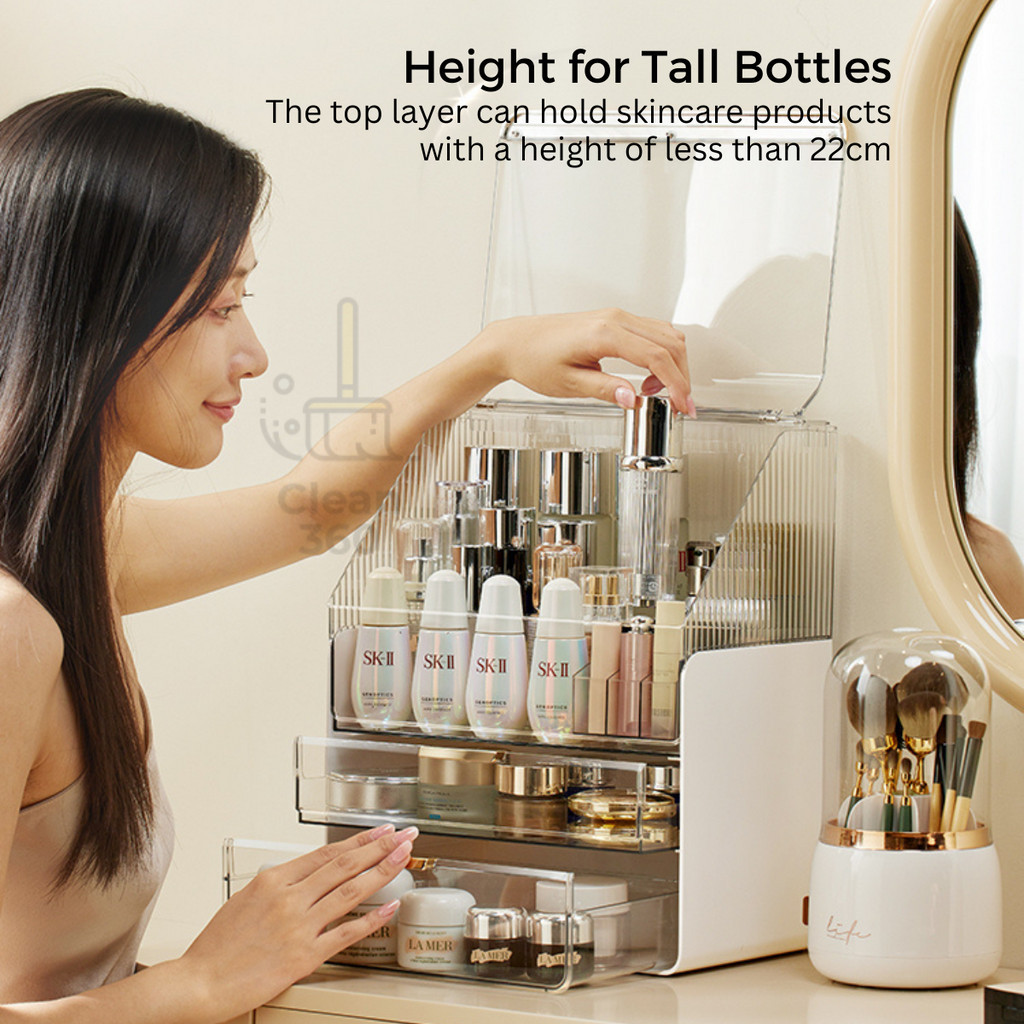 Dustproof Large Makeup Organizer Box Storage Box Tempat Letak Makeup ...