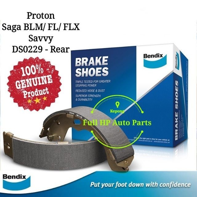 Original Bendix DS0229 Rear Brake Shoe - Proton Saga BLM/ FL/ FLX/ VVT ...