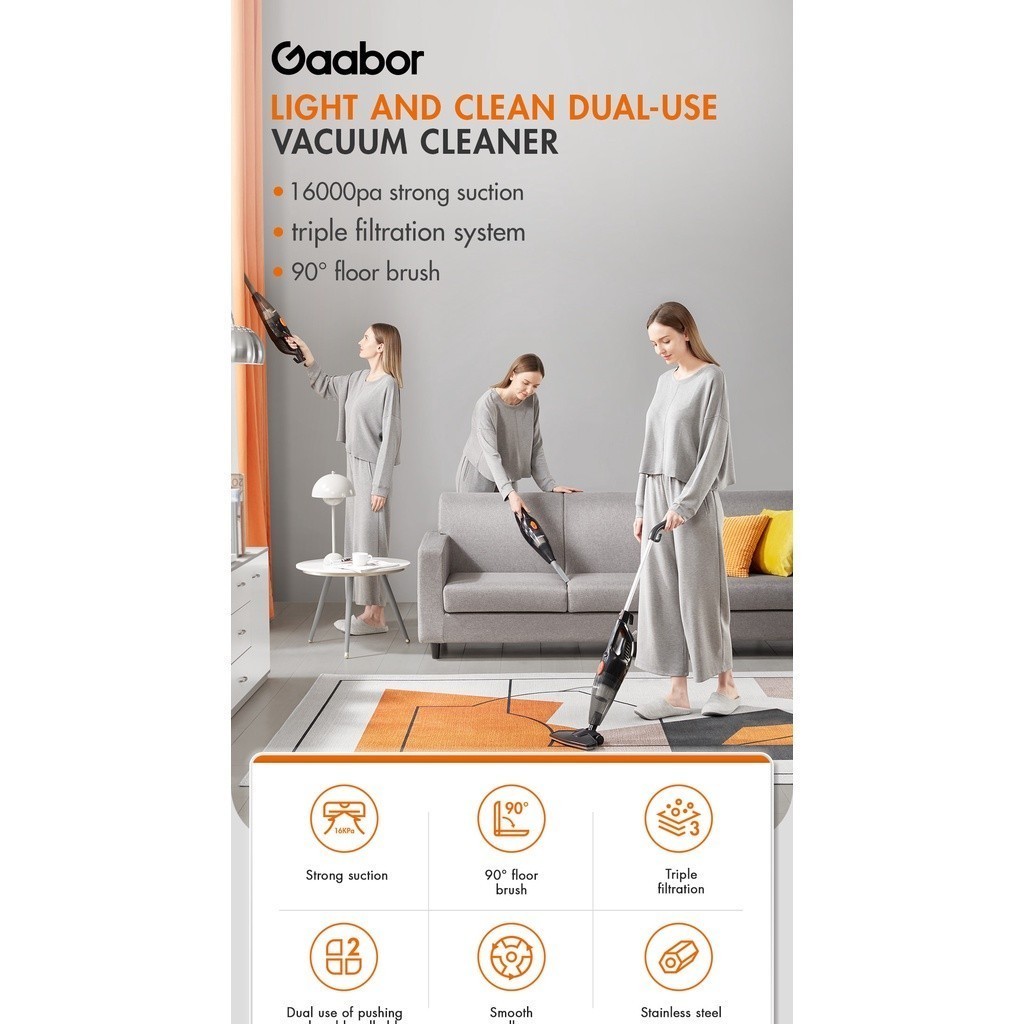 Gaabor 16000PA Vacuum Cleaner Corded Tornado System Multi-Filtration ...