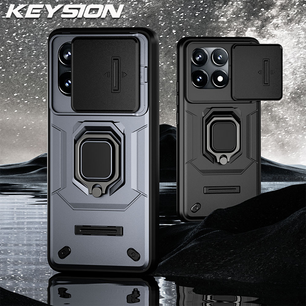 KEYSION Shockproof Armor Case for Xiaomi POCO X6 Pro Slide Camera Lens ...