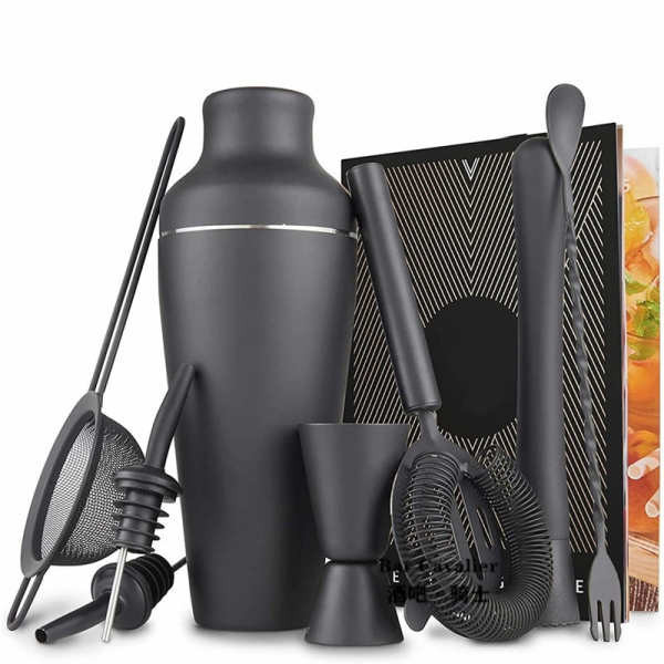 American Matte Black Stainless Steel Bartender Set Base Wine Utensils Two-Stage Shaker Shaker ...