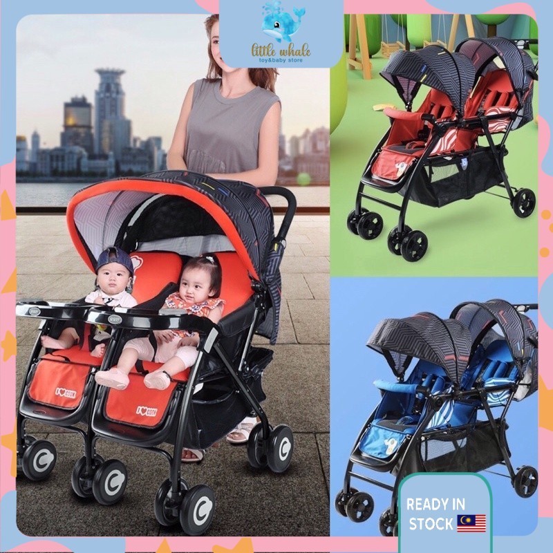 🐳TWIN STROLLER Two Kids Baby Stroller Double Stroller Twin Stroller ...