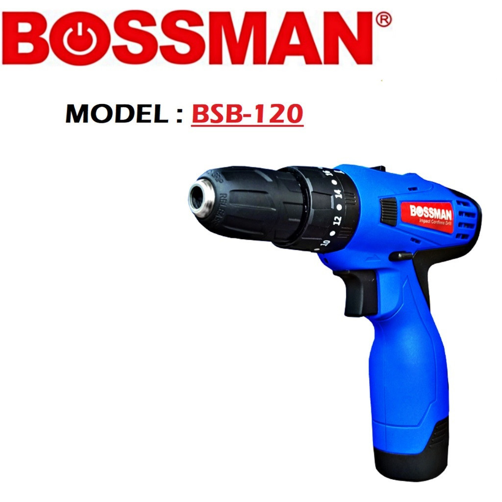 BOSSMAN 12V Cordless Impact Drill Driver Set BSB120 BSB 120 BSB-120 ...