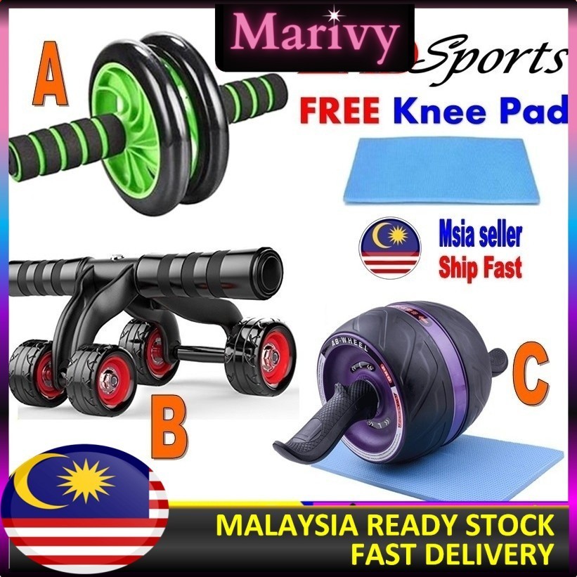 LIMITED ! Free Knee Mat Gym 2/4 AB Abs Wheel Roller Ab Carver Pro Push ...
