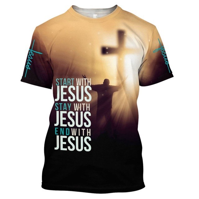 Summer Men Jesus Christ 3D Print T-shirts Fashion Casual Short Sleeve ...