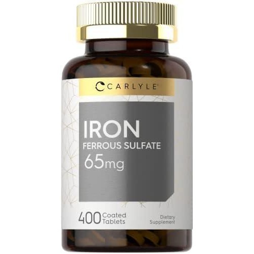 Iron Ferrous Sulfate 65 mg | 400 Tablets | Non-GMO, Gluten Free, and V ...