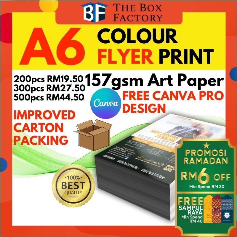 🔥LOWEST PRICE🔥 A6 Flyer Printing 157gsm Art Paper Colour Digital ...