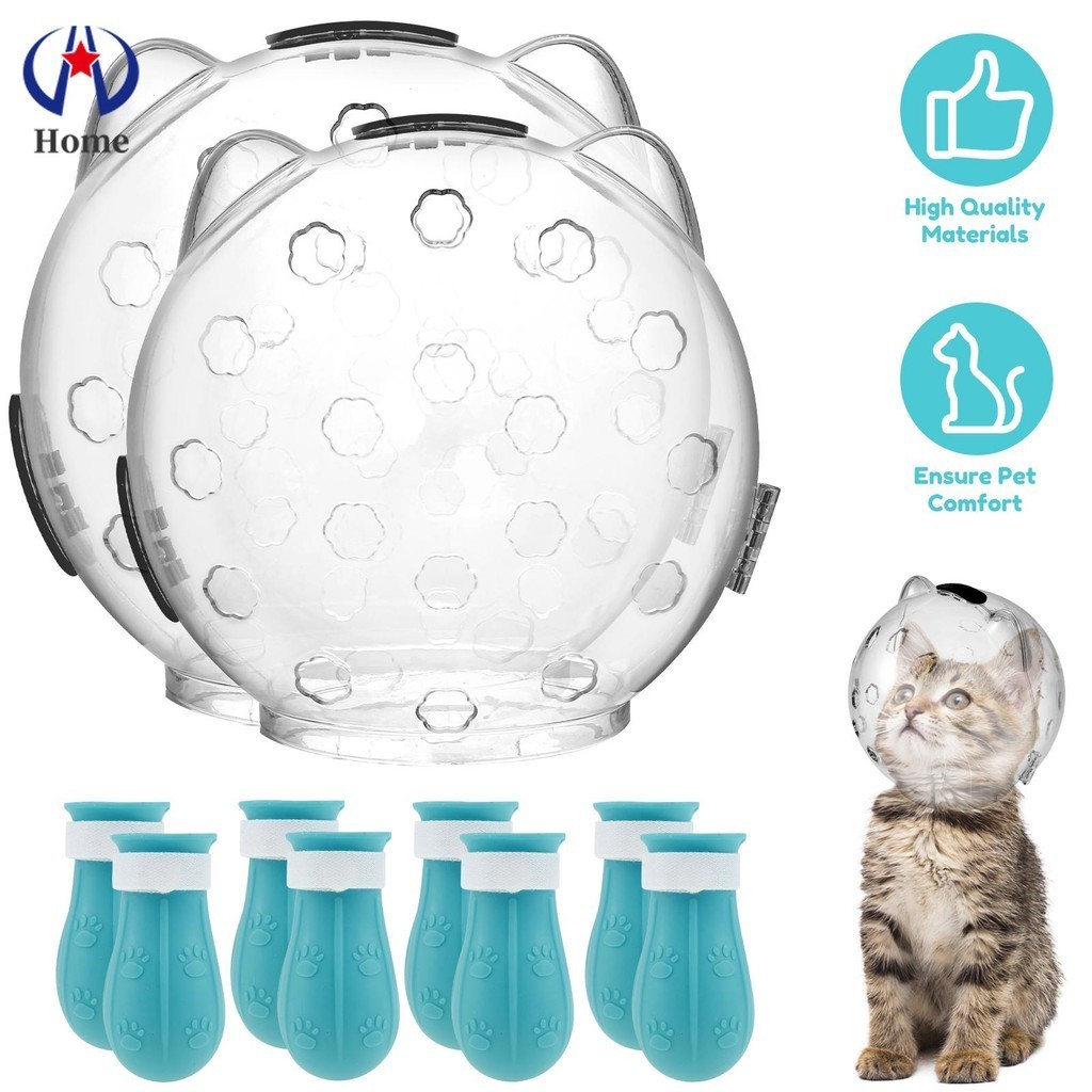 Cat Muzzle for Grooming Breathable Cat Muzzle Helmet Transparent Cat ...