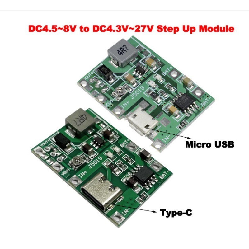 Micro USB/Type-C 3.7V To 9V 5V 2A DC-DC Step Up Boost Module Adjustable ...