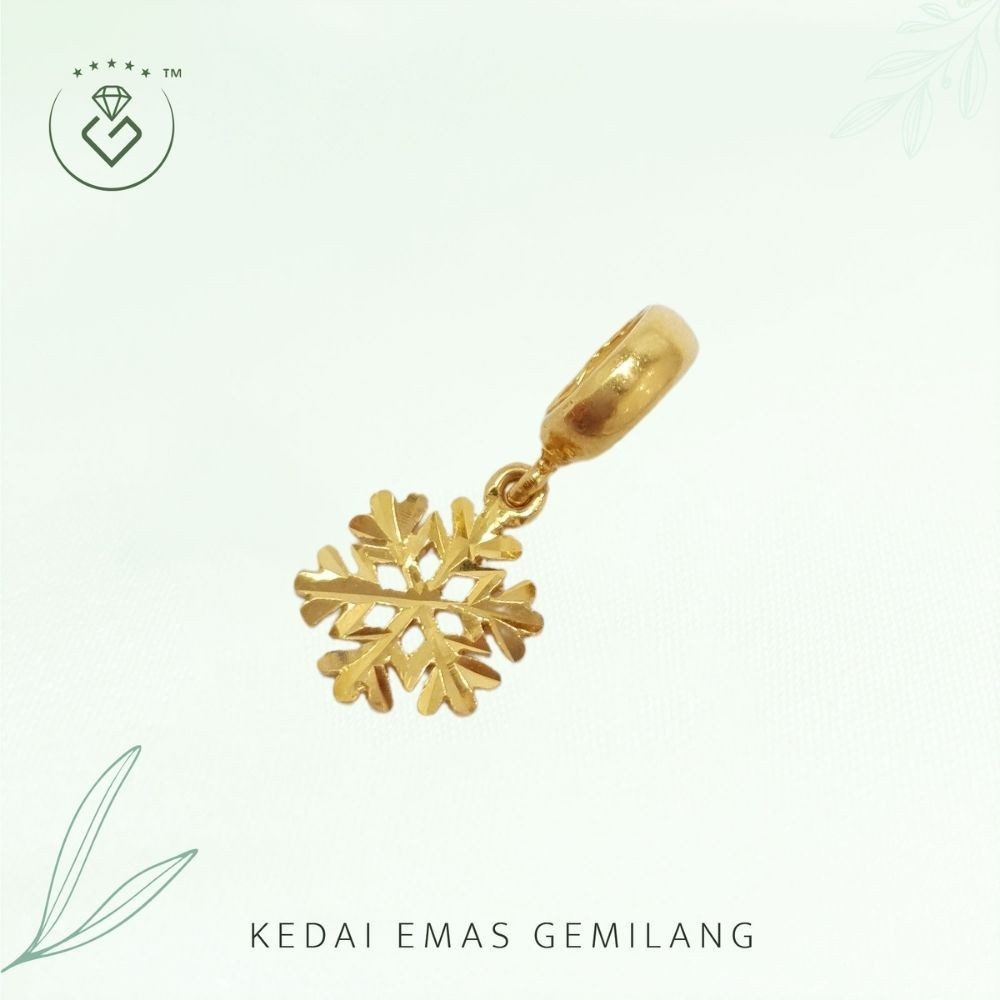 [Kedai Emas Gemilang] 3001701 Snowflake Gold Pendant/Charm (1.7Cm) (0 ...