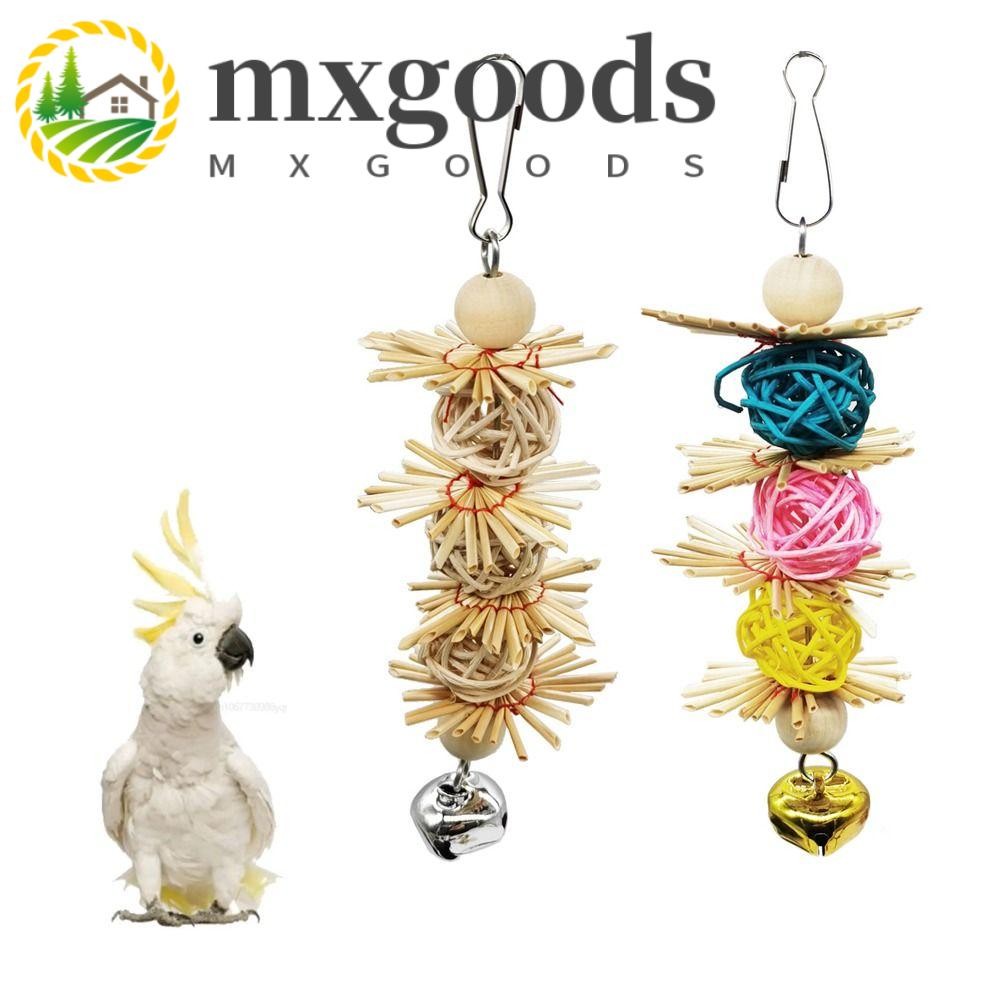 MXGOODS Parrots Chewing Toy, With Bells Rattan Balls Bird Molar String ...