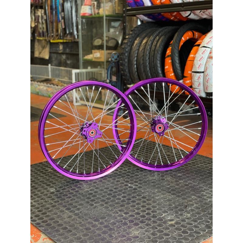 SET RIM ALLOY HUB DRAG / HUB ALLOY 17 x 1.40 PURPLE DEPAN BELAKANG SIAP ...