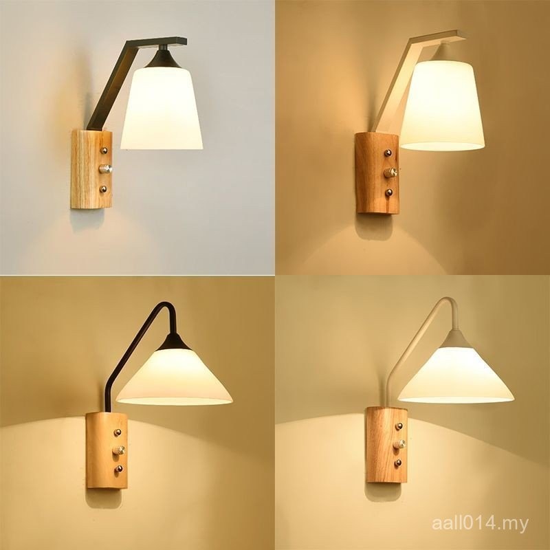 Wooden Wall Lamp Modern Minimalist with Switch Nordic Style Living Room ...